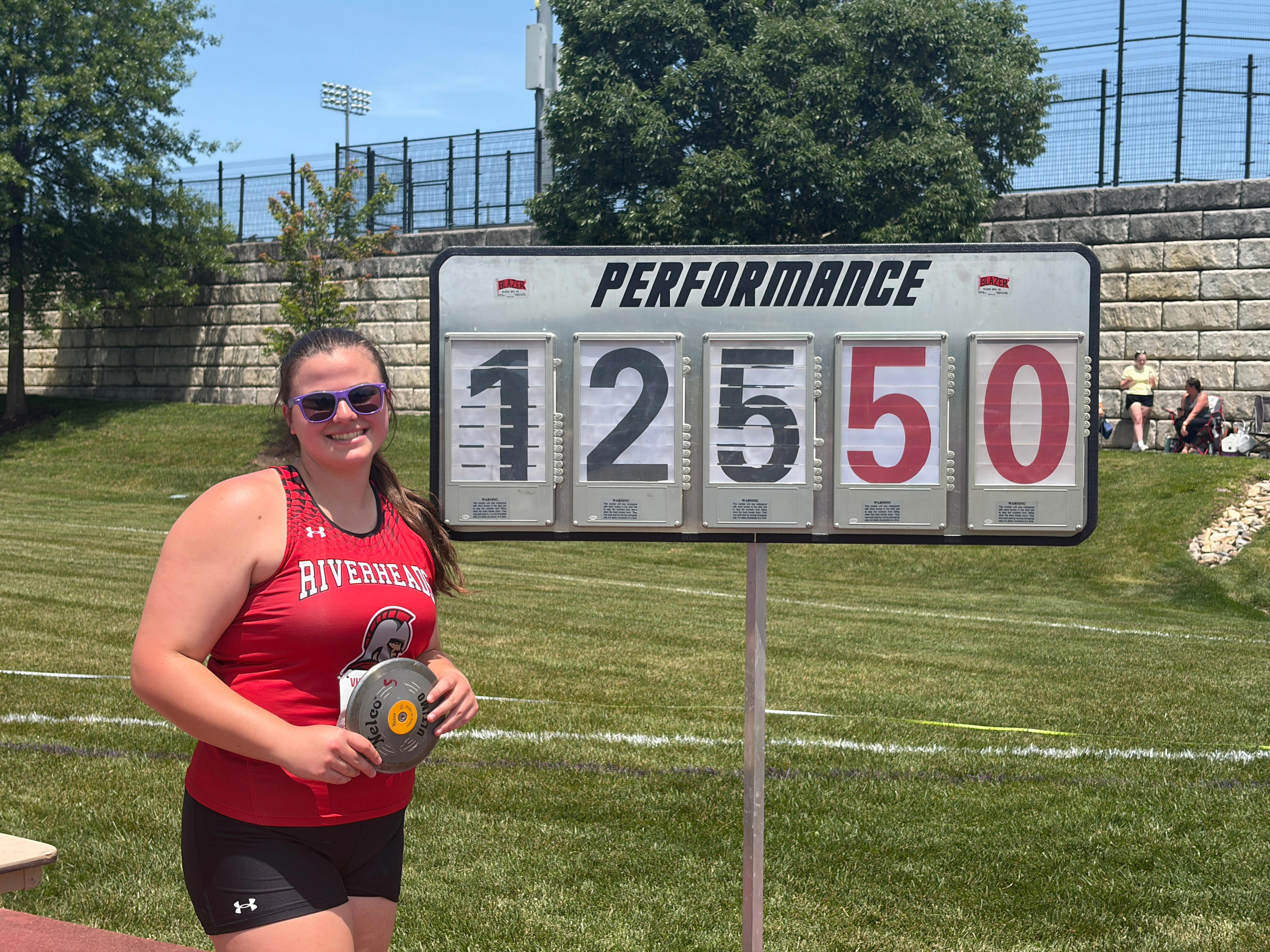 Riverheads' Piner captures gold in discus at state track meet