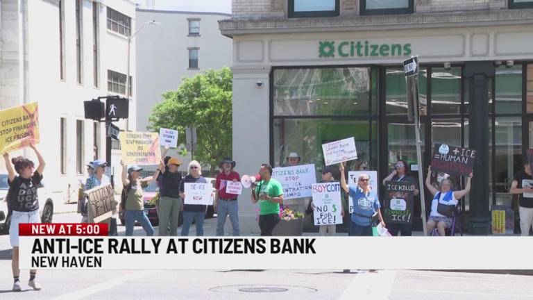 Advocates in New Haven protest bank’s ties to ICE