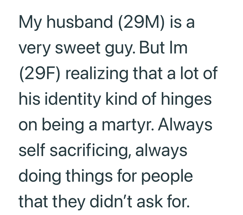29-year-old wife is tired of her same age husband’s people pleasing ...