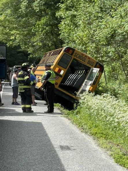 School bus carrying students rolls over in Cavendish; one taken to hospital