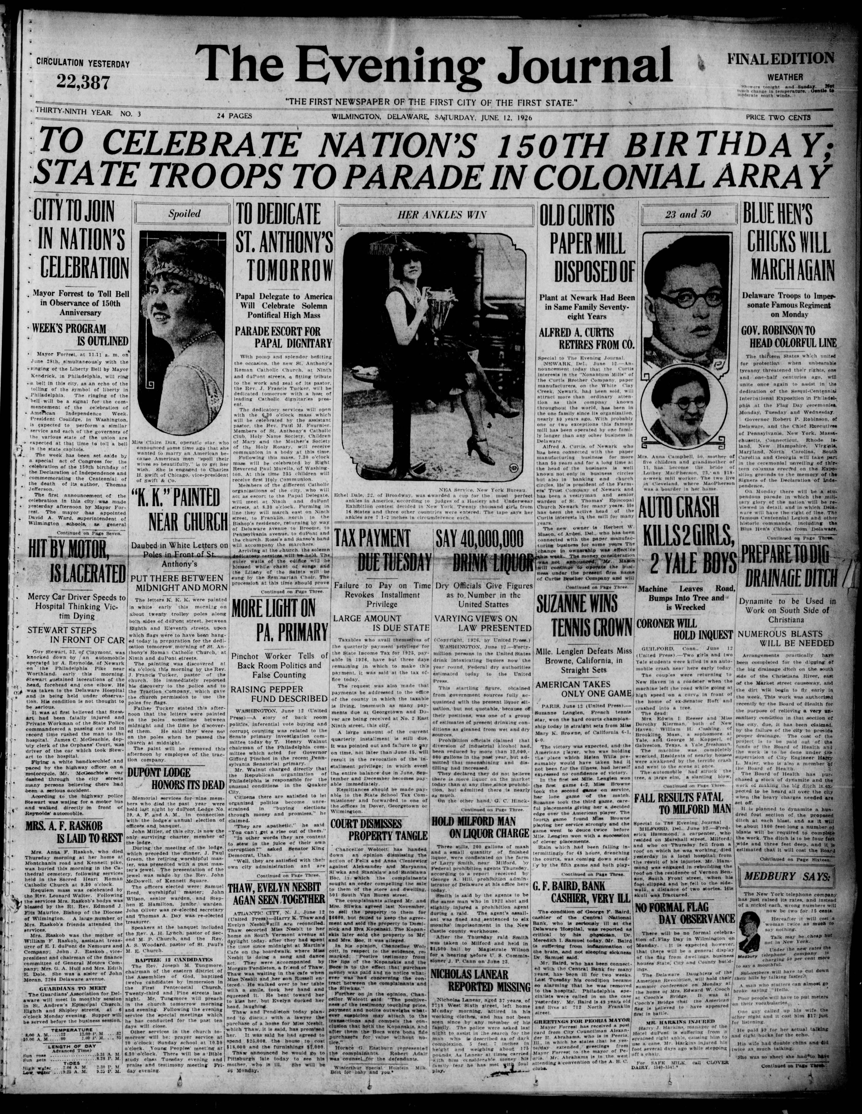 Delaware history in News Journal June 7-13: Stone Balloon demolished