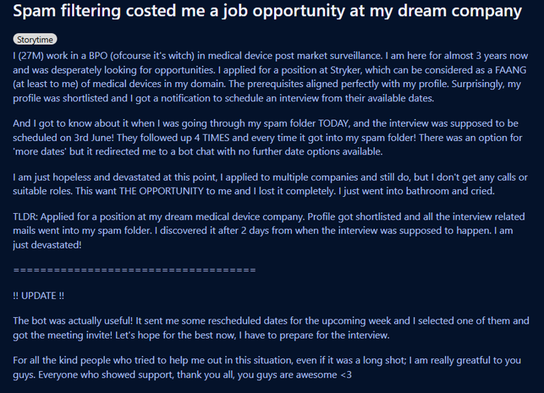 Job candidate misses interview at dream company, later discovers why ...