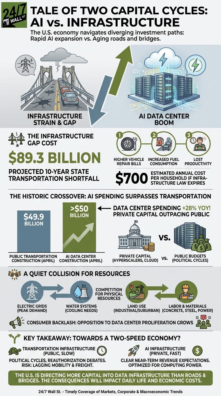 AI data center construction outstrips transportation spending as roads ...