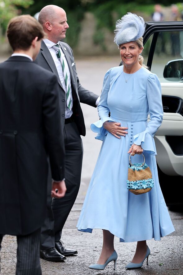 Duchess Sophie wows in blue as she arrives at Peter Phillips' and ...