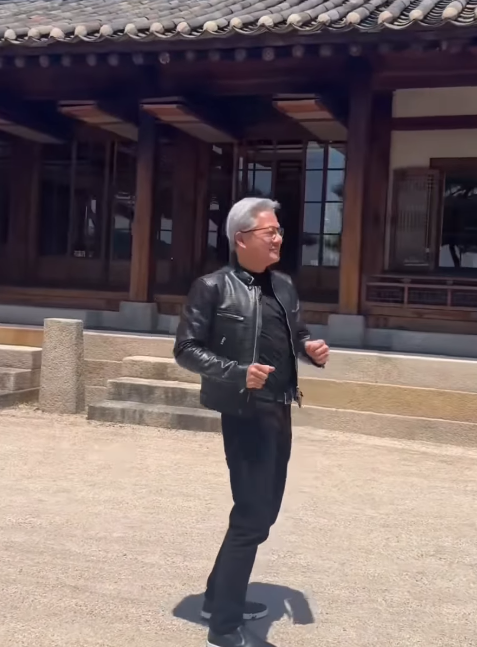 The chairman is hard at work Jensen Huang, in a leather jacket, utterly ...