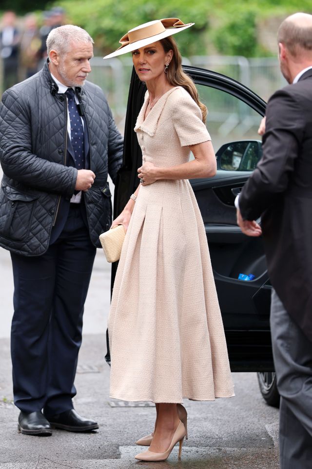 Kate Middleton is radiant in blush tweed at the royal wedding of the ...
