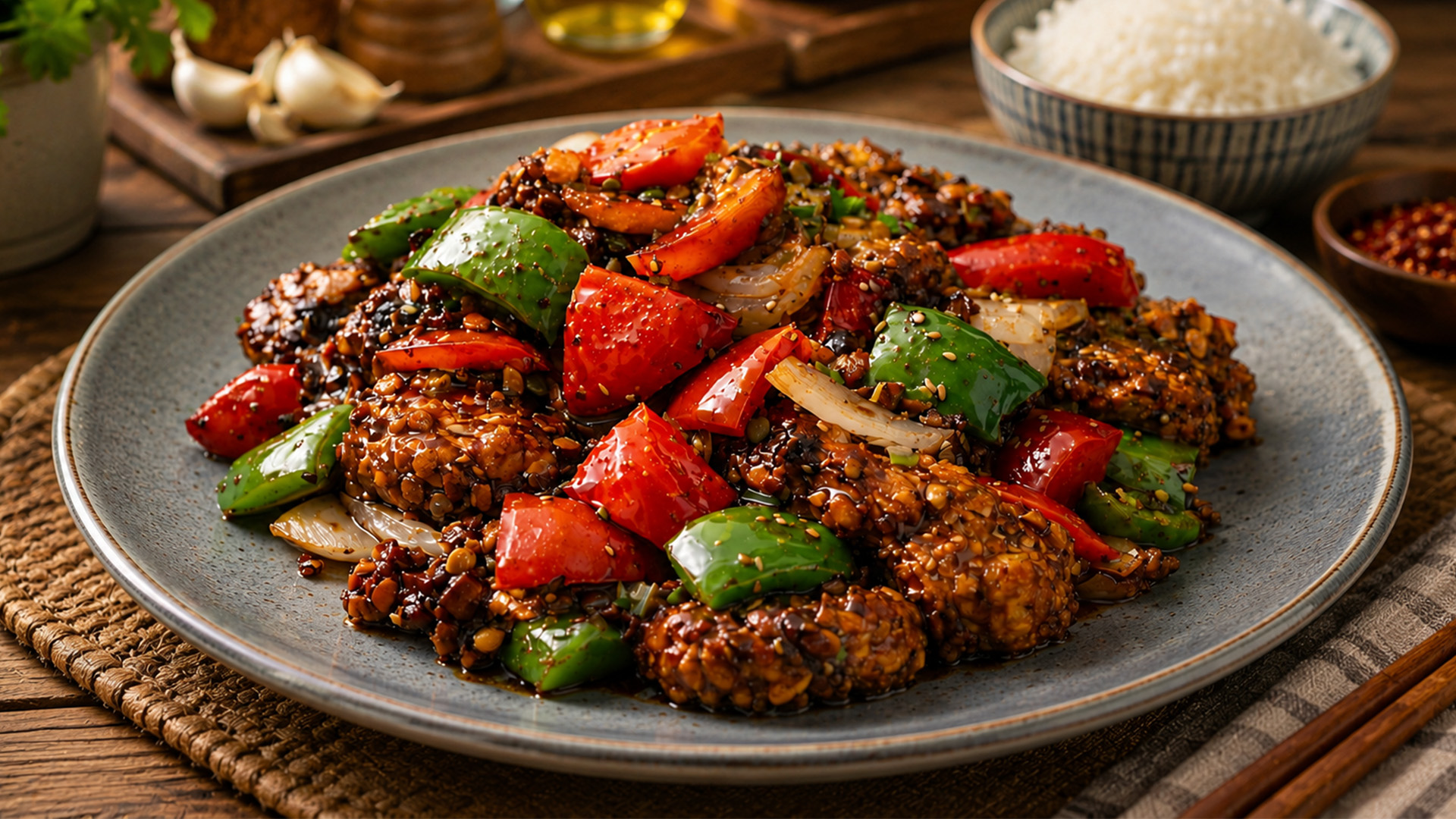 Crispy chicken tossed in a bold Manchurian sauce