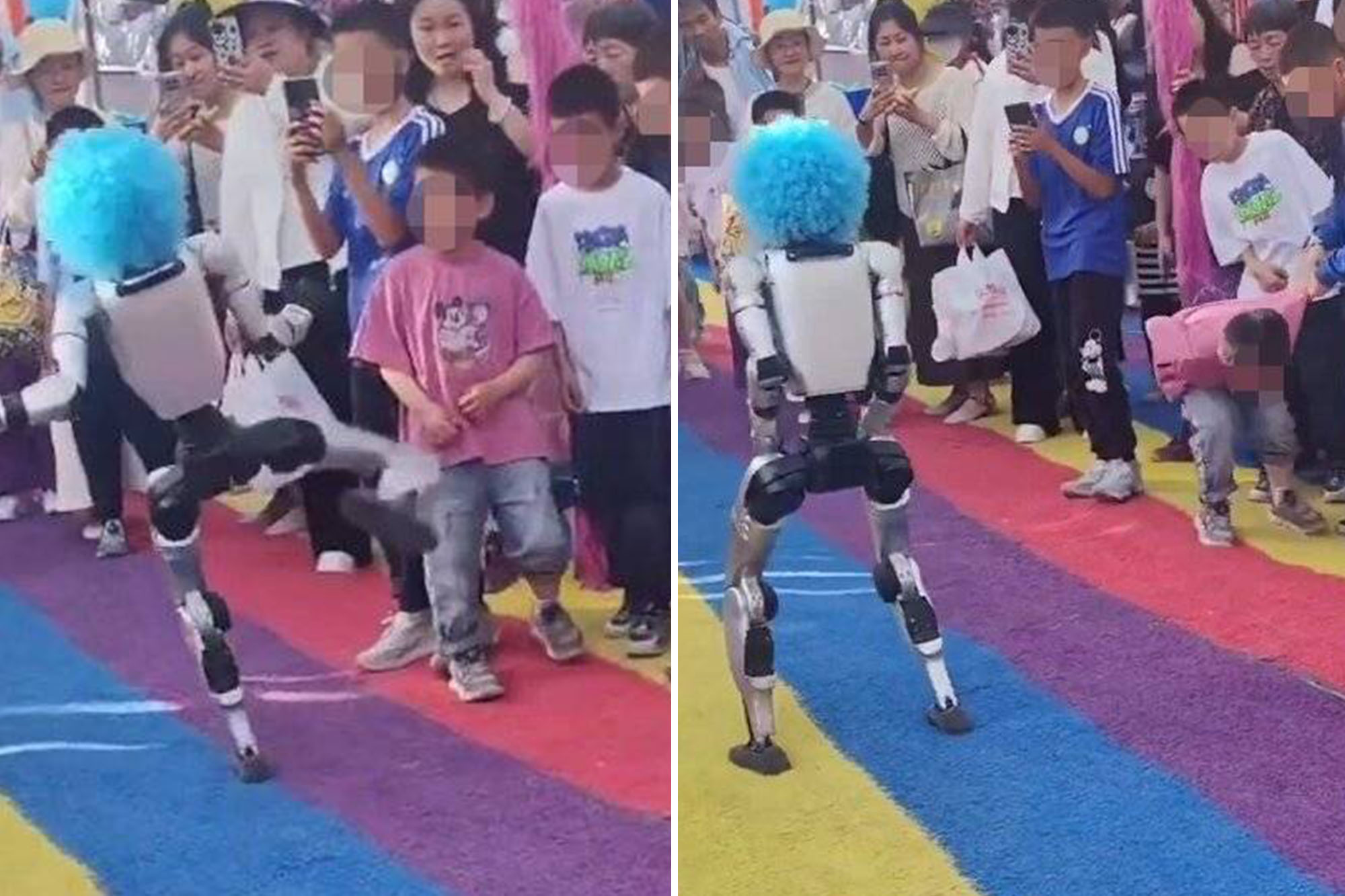 Robot revolt? Viral footage shows humanoid bot kicking child during ...