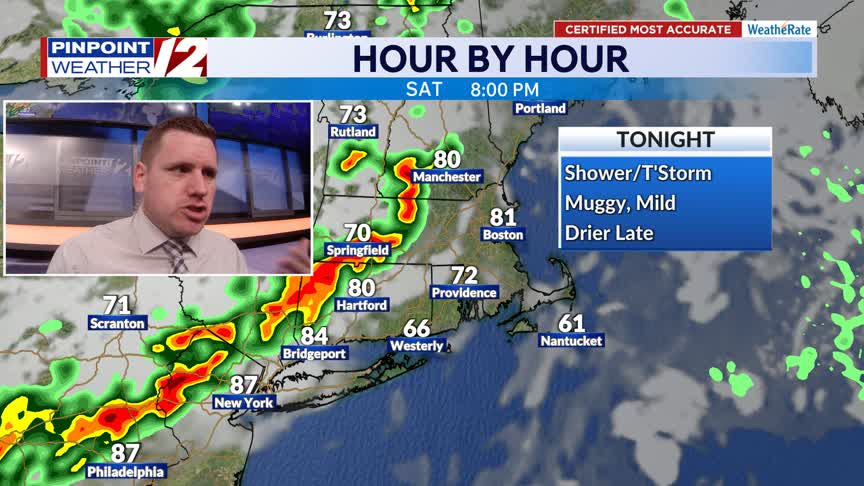 WPRI 12 weather now 6/6/26: Hot, muggy today; t'storm risk tonight