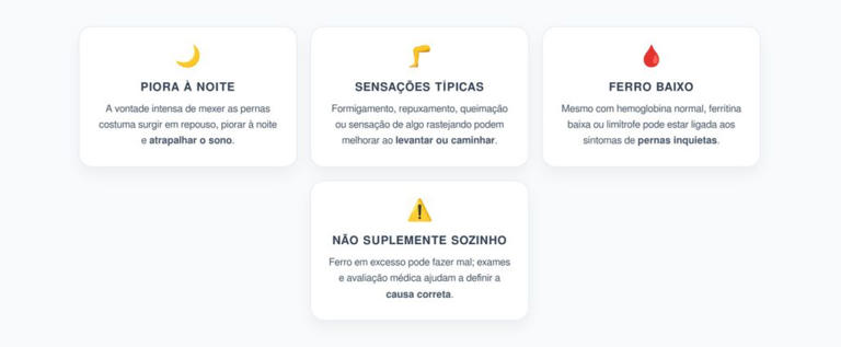 Pernas inquietas à noite: o elo com ferro baixo que muita gente ignora