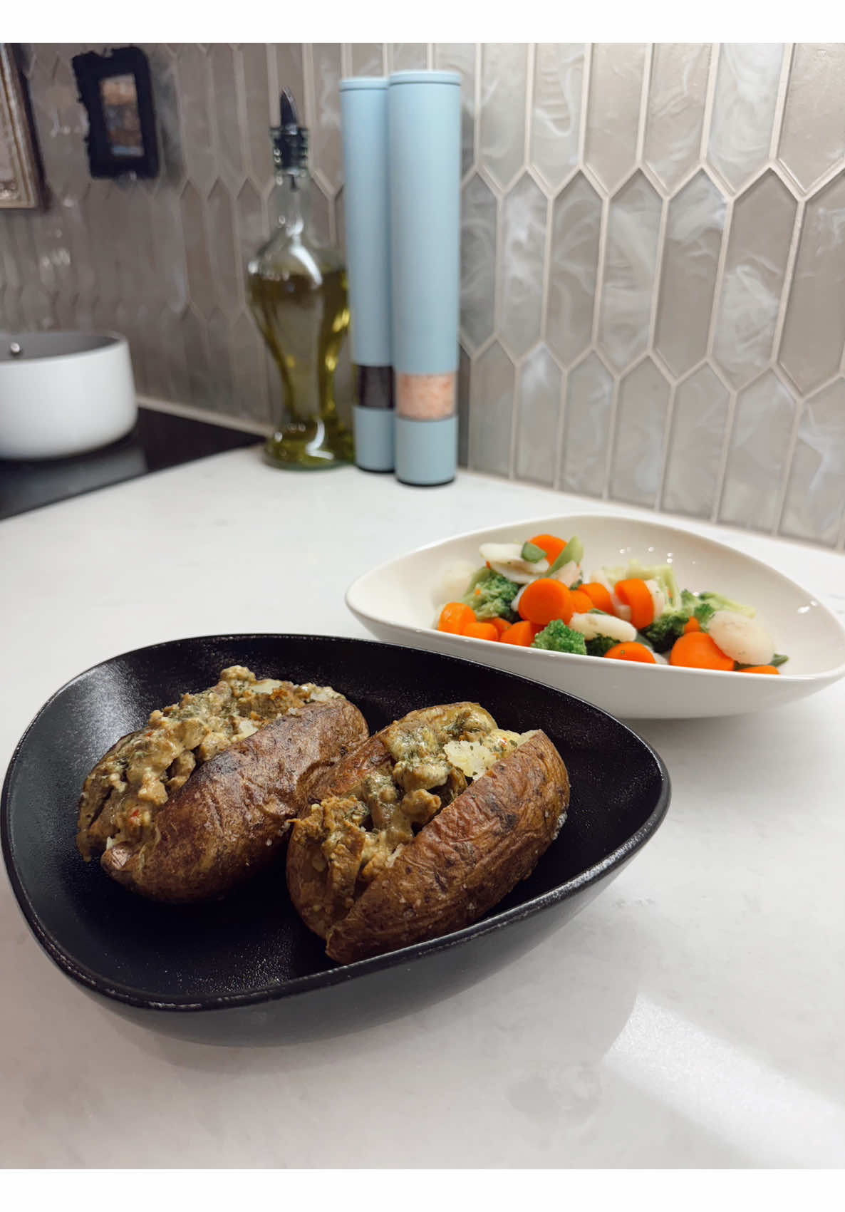 Learn how to make savory stuffed baked potatoes with a side of healthy ...