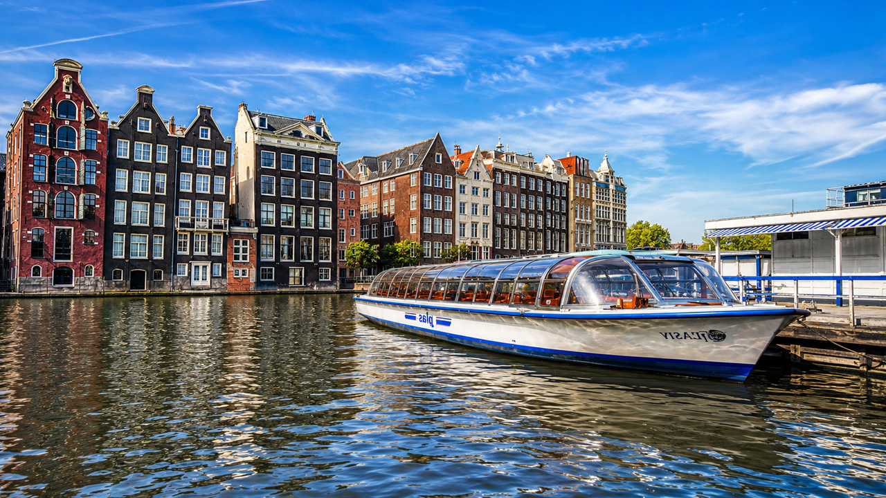 What Amsterdam’s canal boats look like on a sunny day