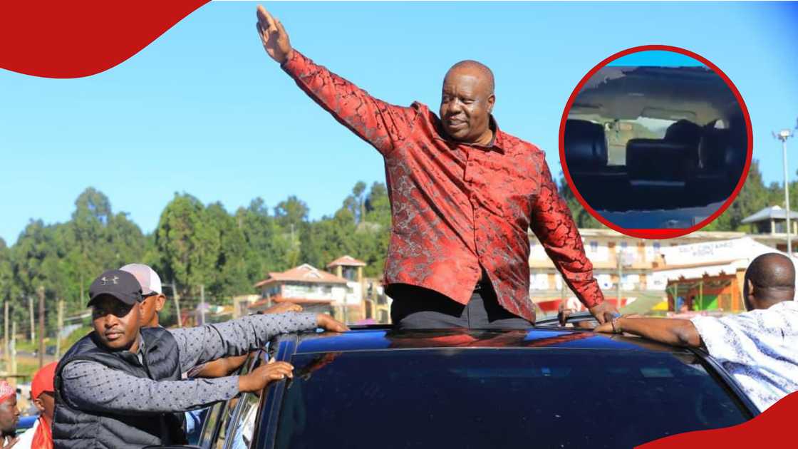 Fred Matiang'i ducks as convoy is stoned during political rally in Meru