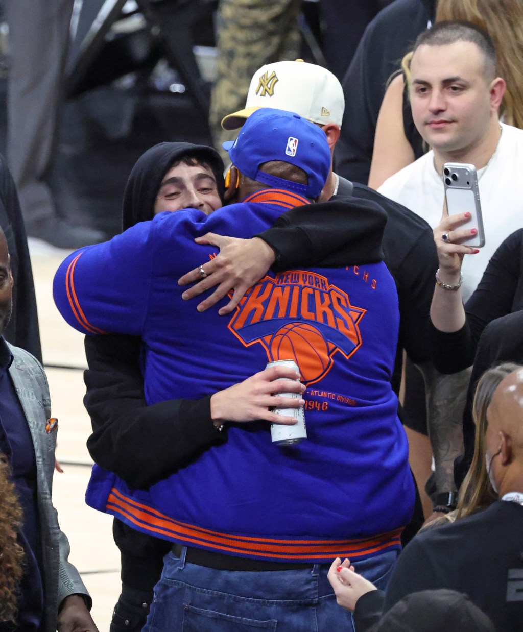 Timothee Chalamet, Ben Stiller have joyous embrace as Knicks survive Game 2