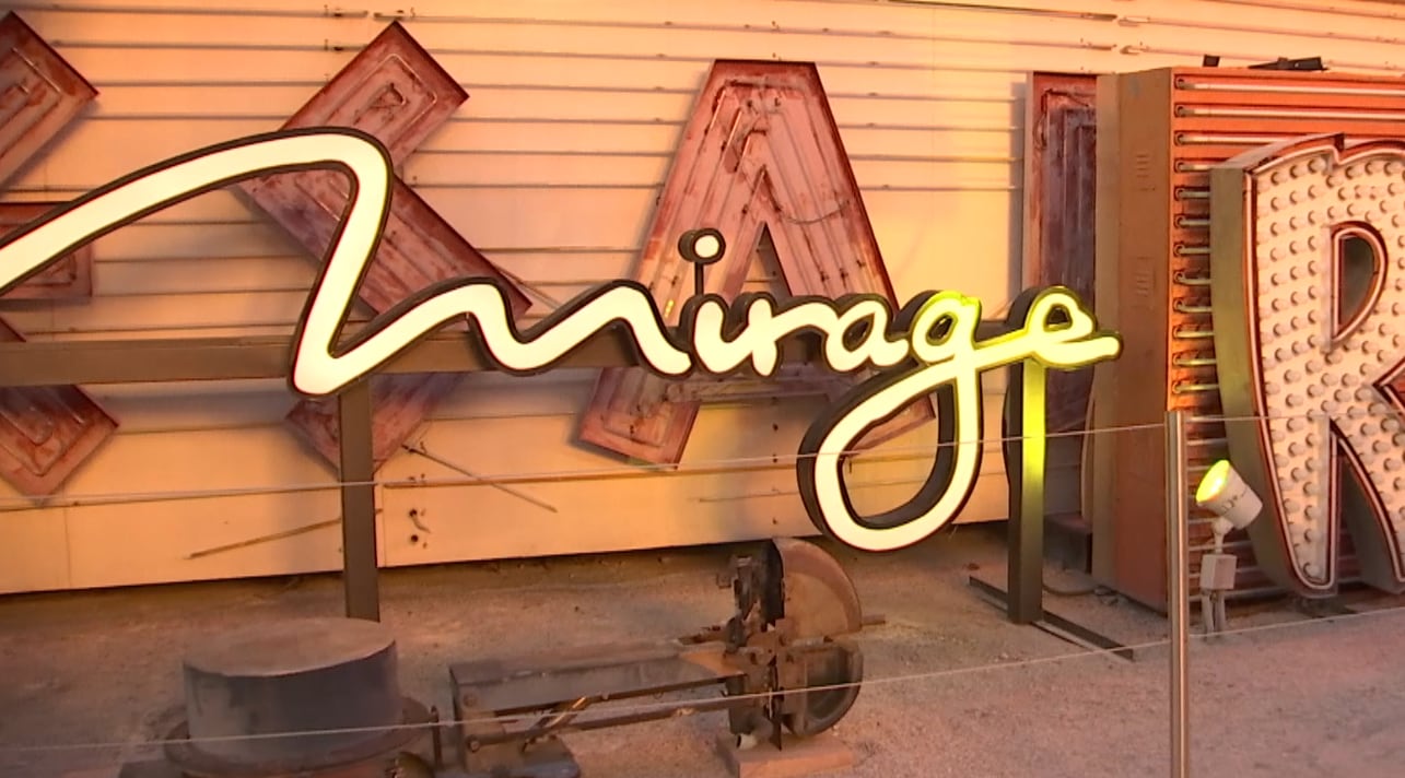 Mirage volcano sign finds new home at Neon Museum Las Vegas