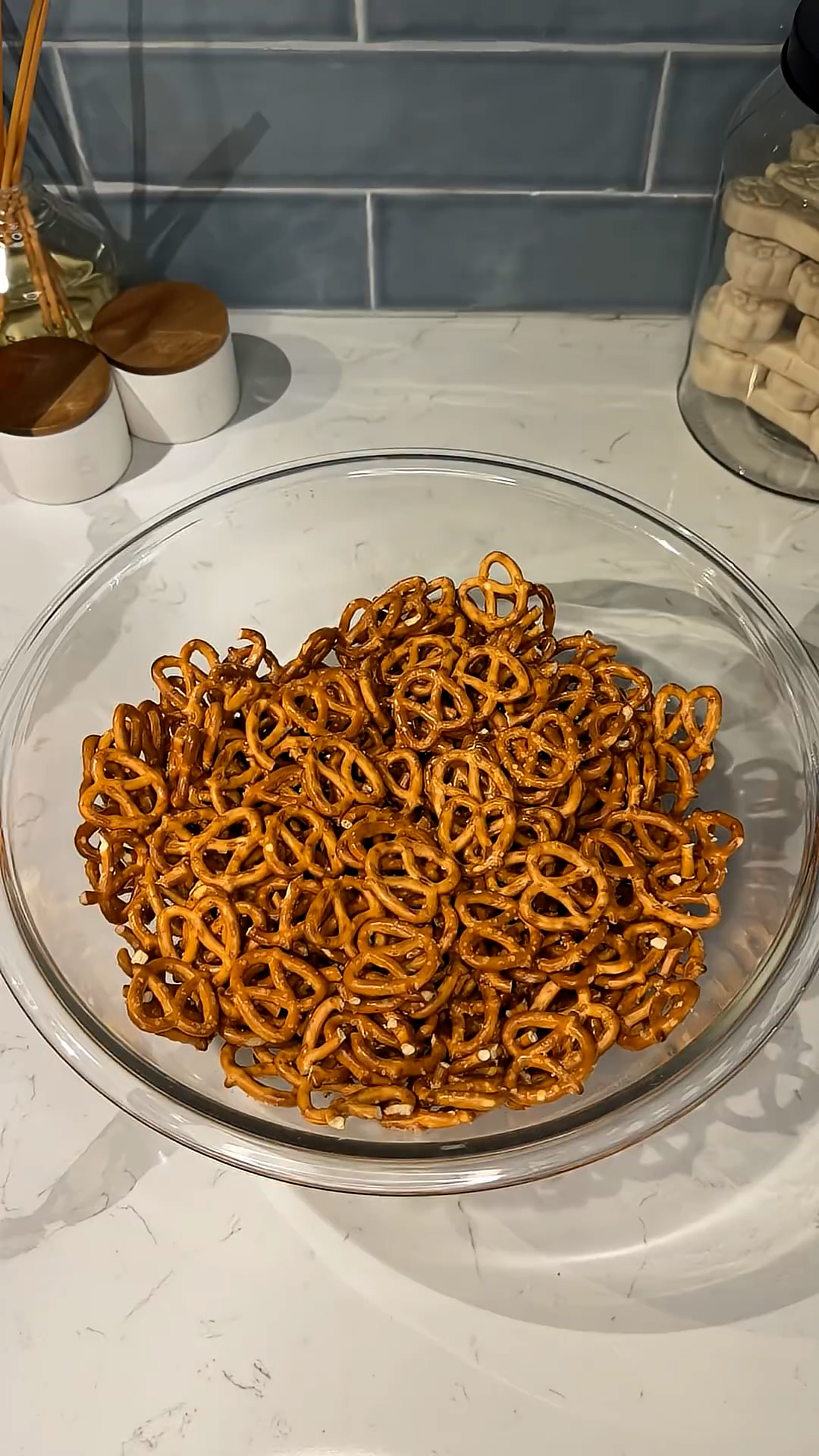 Pretzels coated in chocolate cereal flavor for a crunchy treat