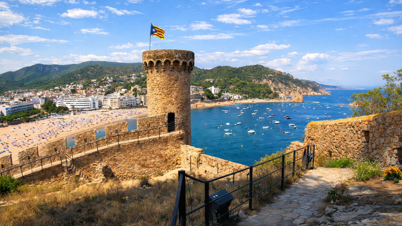 A scenic walk around Tossa de Mar fortress (4K)