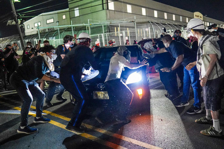 Videos show violent clashes, arrests at Delaney Hall ICE protest
