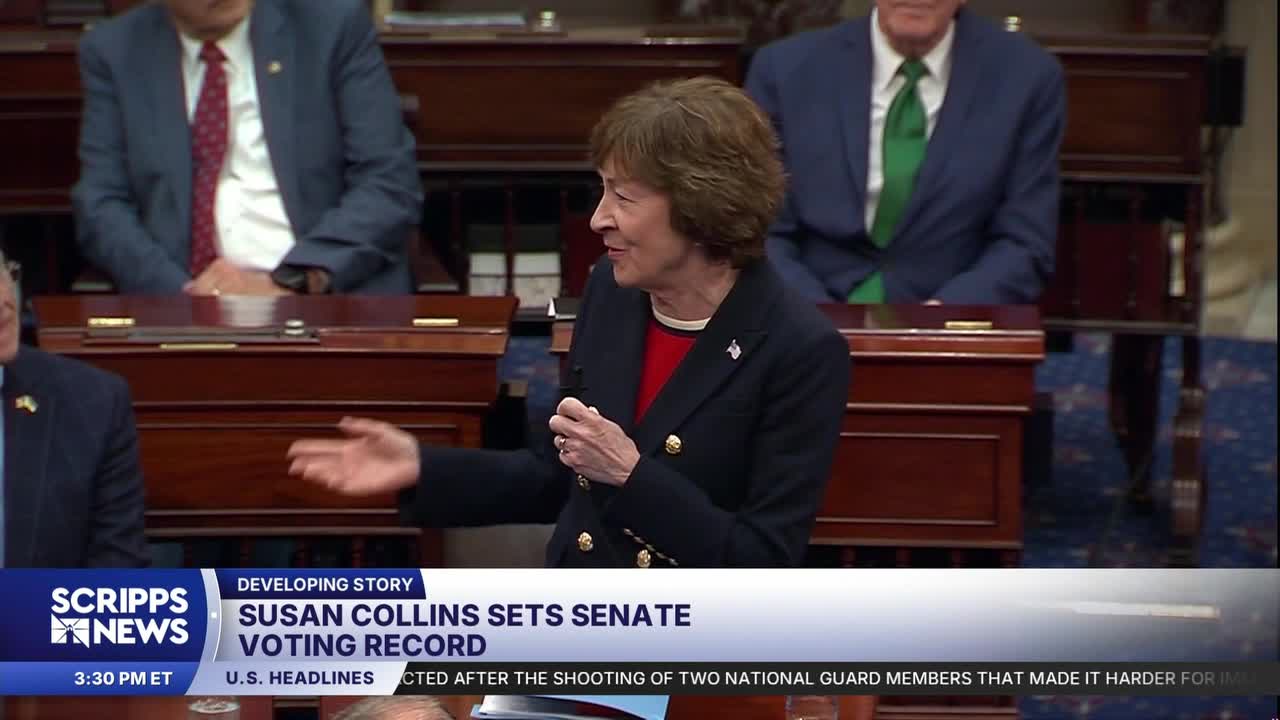 Sen. Susan Collins sets record with 10,000 straight Senate votes