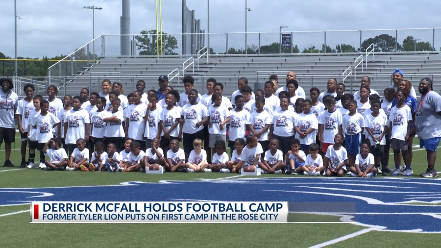SMU football player, former Tyler Lions standout Derrick McFall holds ...