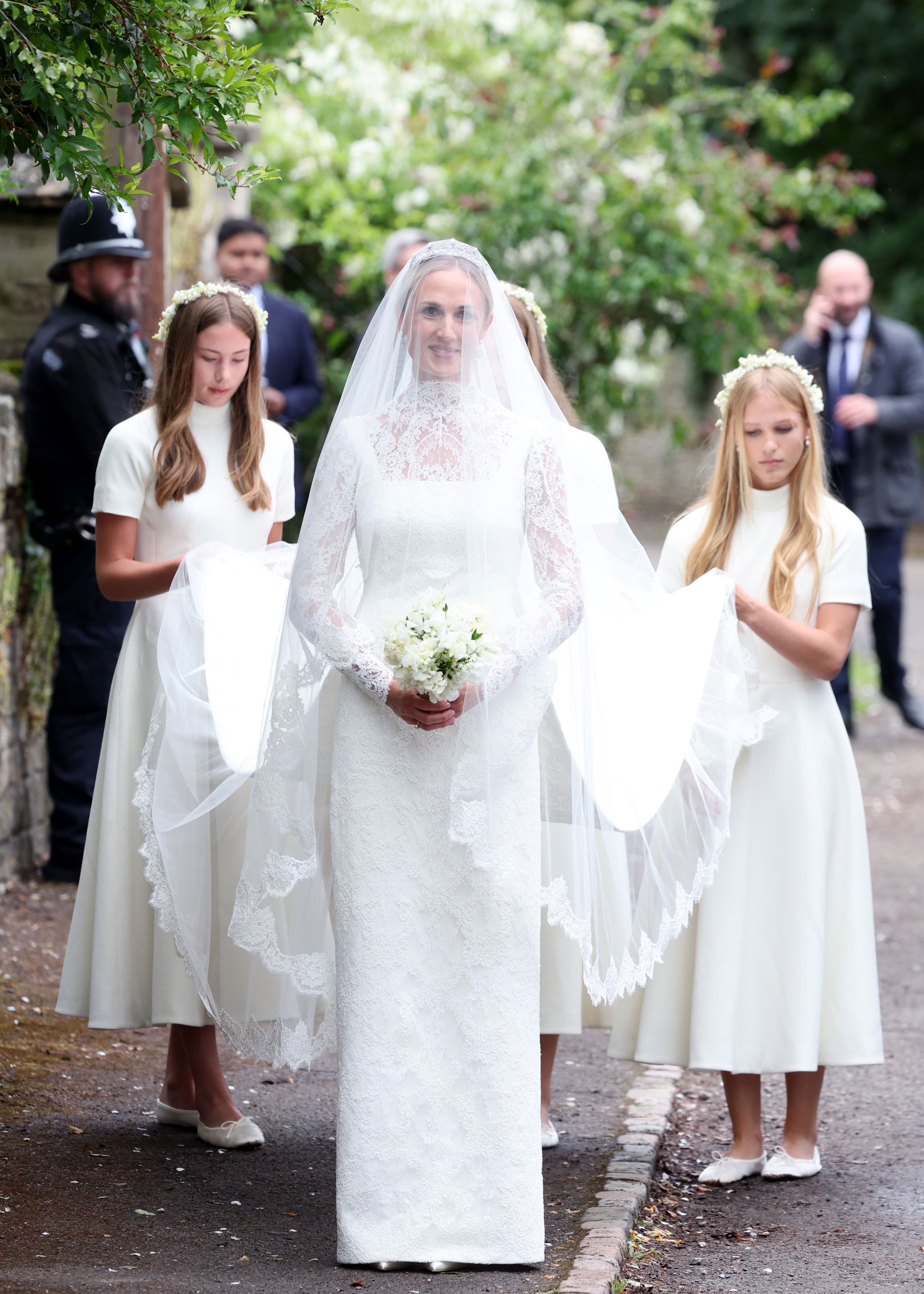 Harriet Sperling is the epitome of a royal bride in white lace and a ...