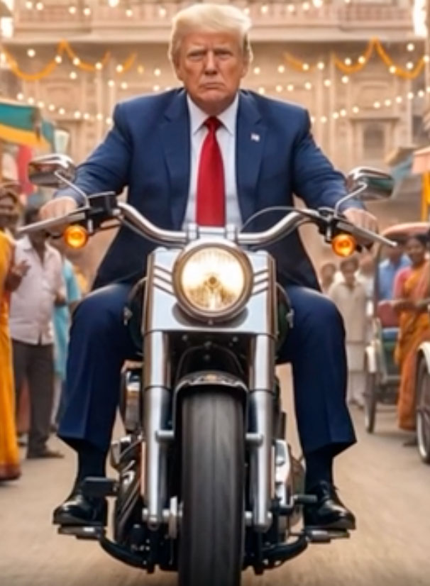 Trump posts bizarre AI video showing his face on pizza, the prez riding ...