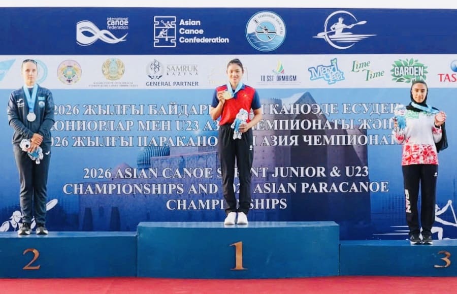 Đội canoeing Việt Nam giành được 3 huy chương vàng tại giải trẻ châu Á 2026
