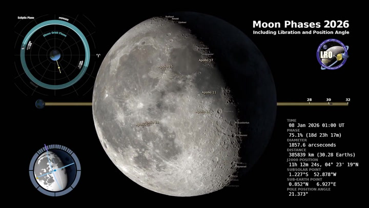 See the moon phases in 2026 - Full-year time-lapse
