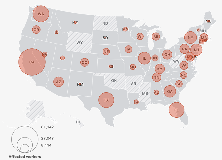 Job numbers are up, but see which companies are still cutting