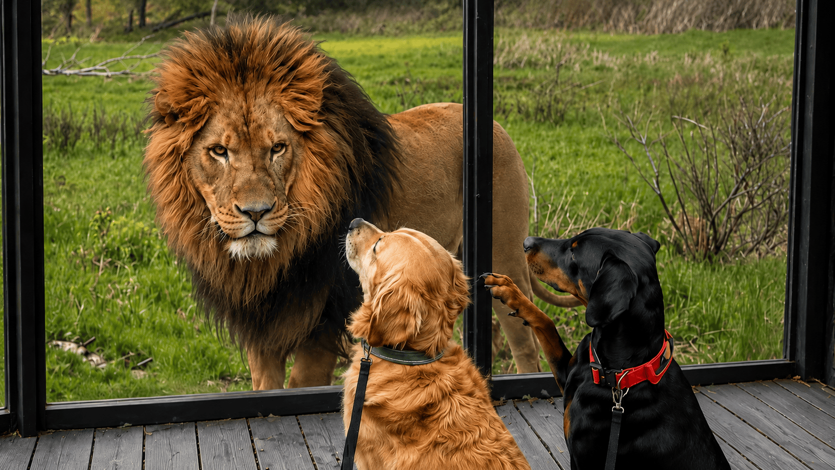 My dogs react to wild zoo animals nearby