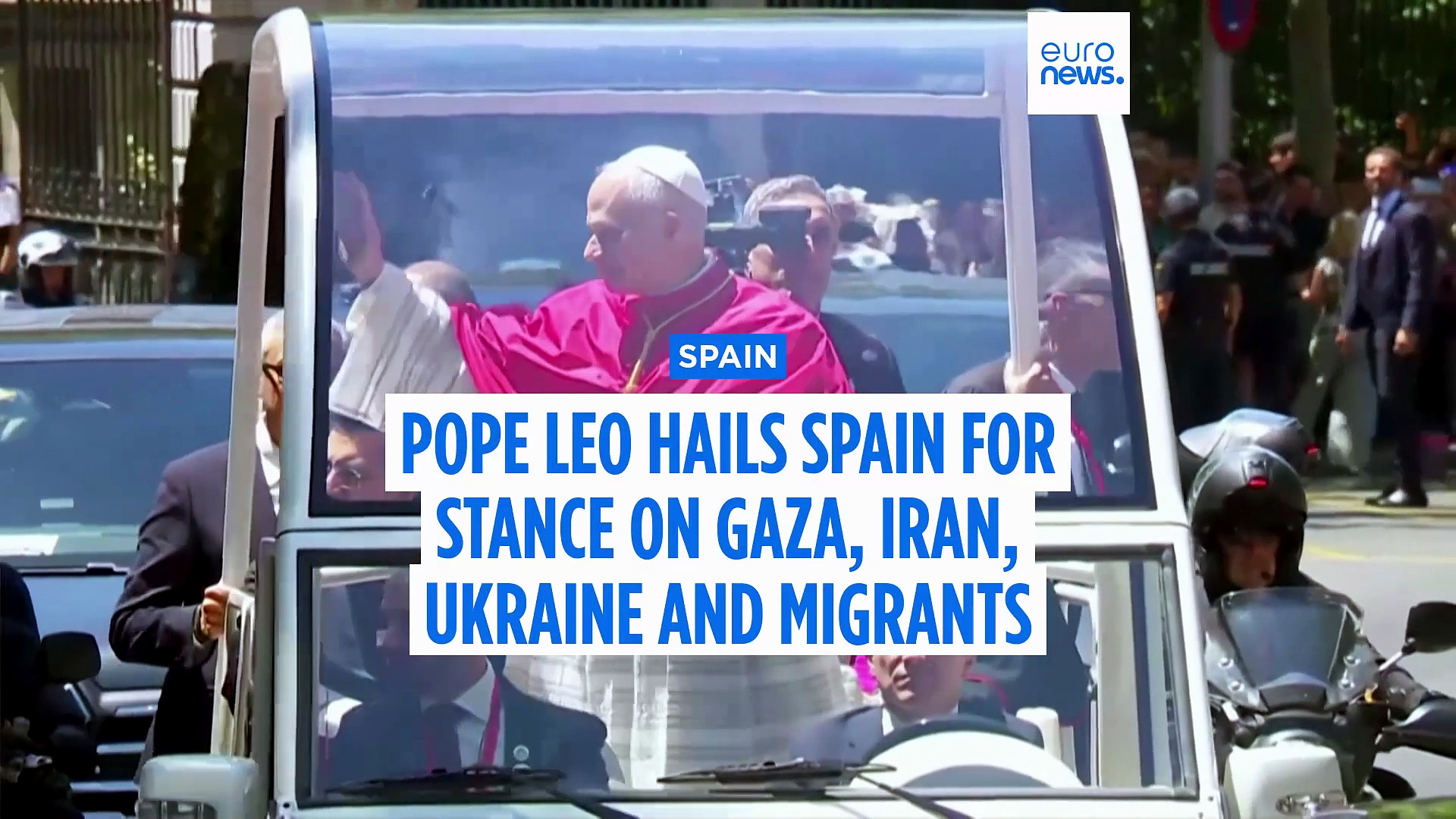 Pope Leo XIV calls for national reconciliation on his first day in Spain