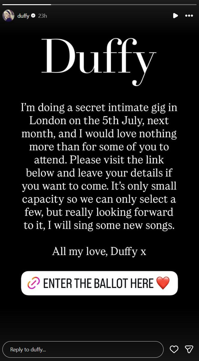 Duffy announces first concert for 15 years after sexual assault ordeal