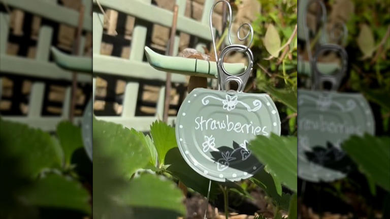 Use old metal lids to DIY garden tags on the cheap