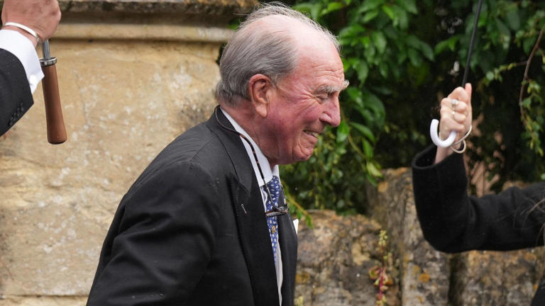 Father-of-the-groom Mark Phillips makes rare public appearance at son ...