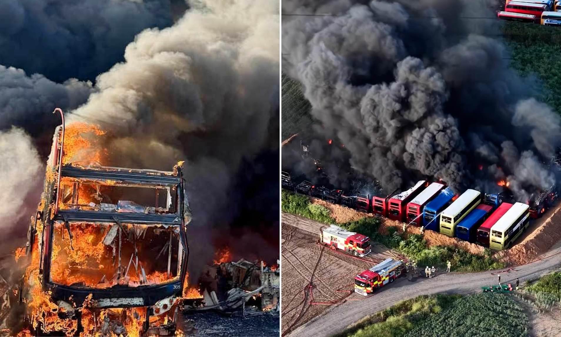 More than 30 double-decker buses go up in flames at depot as police ...