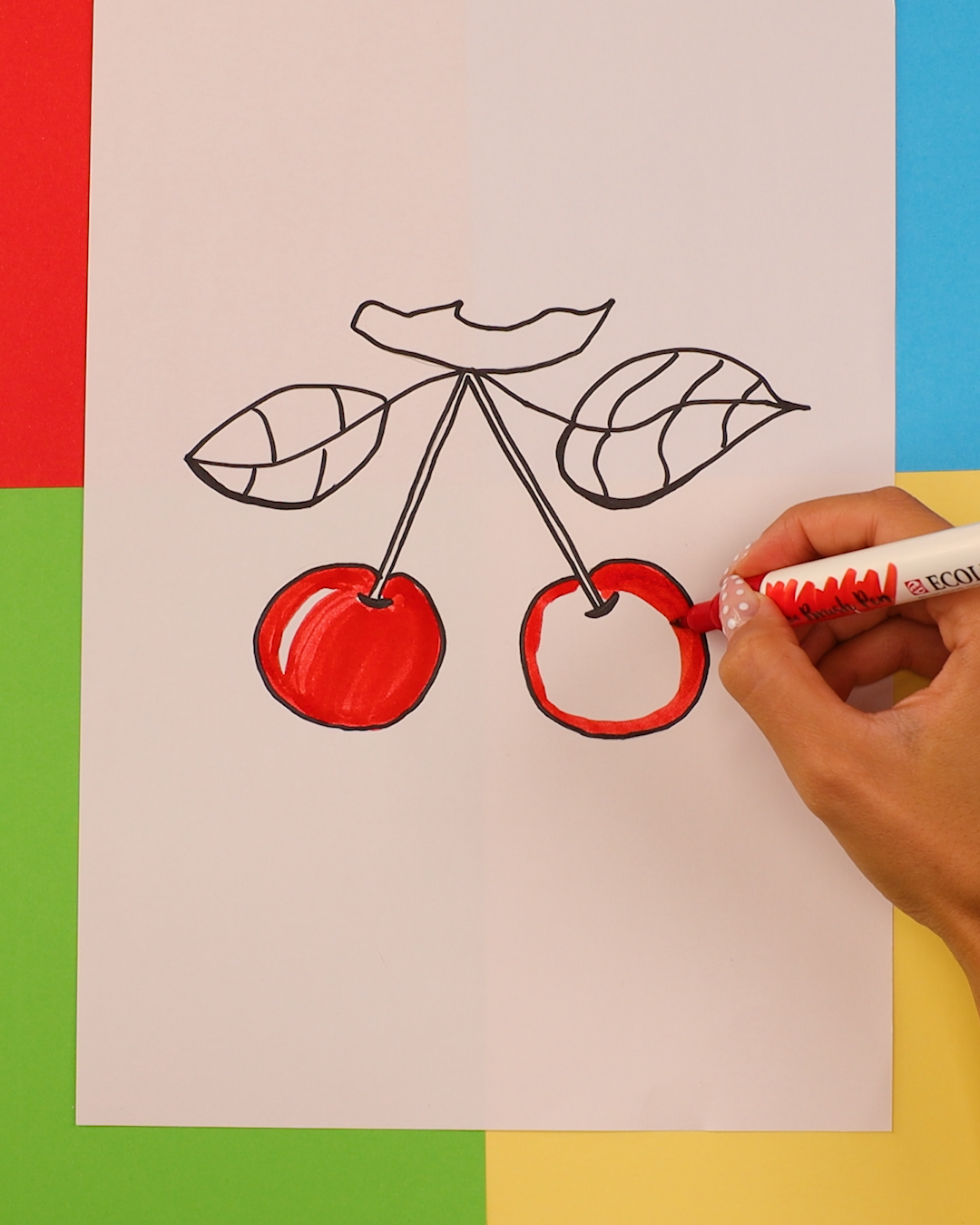 Adorable cherry drawing for beginners🍒