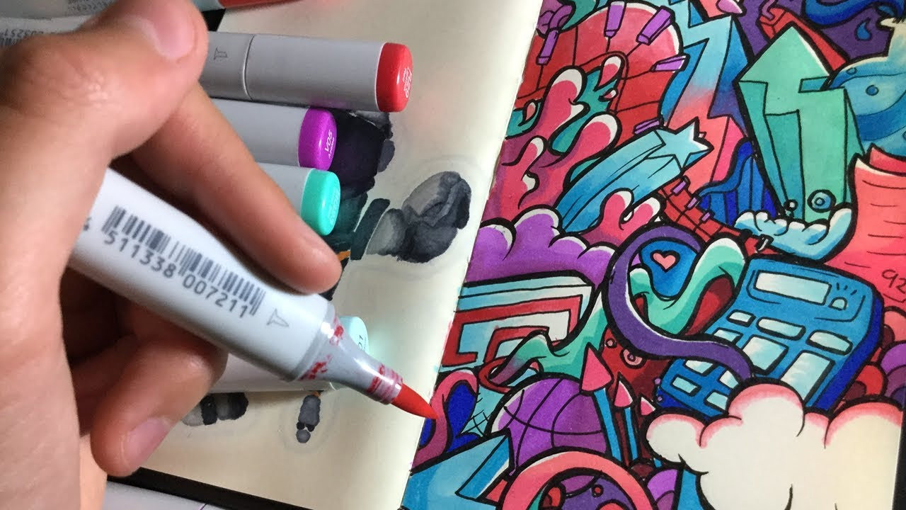 The most satisfying step by step colorful doodle process