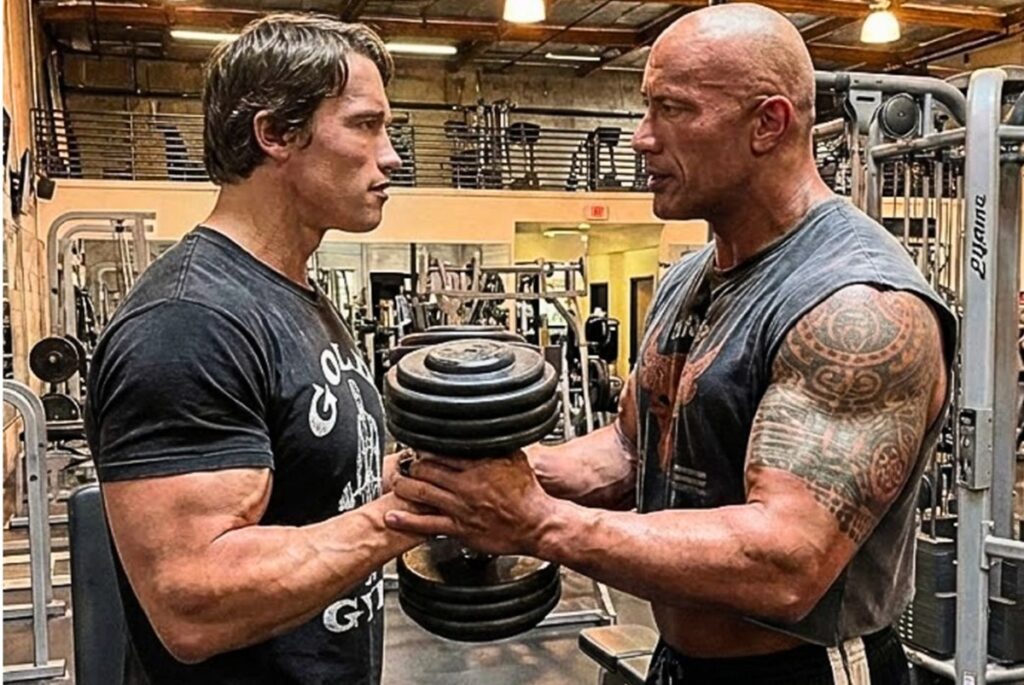 Arnold Schwarzenegger says the Rock is stronger than him today