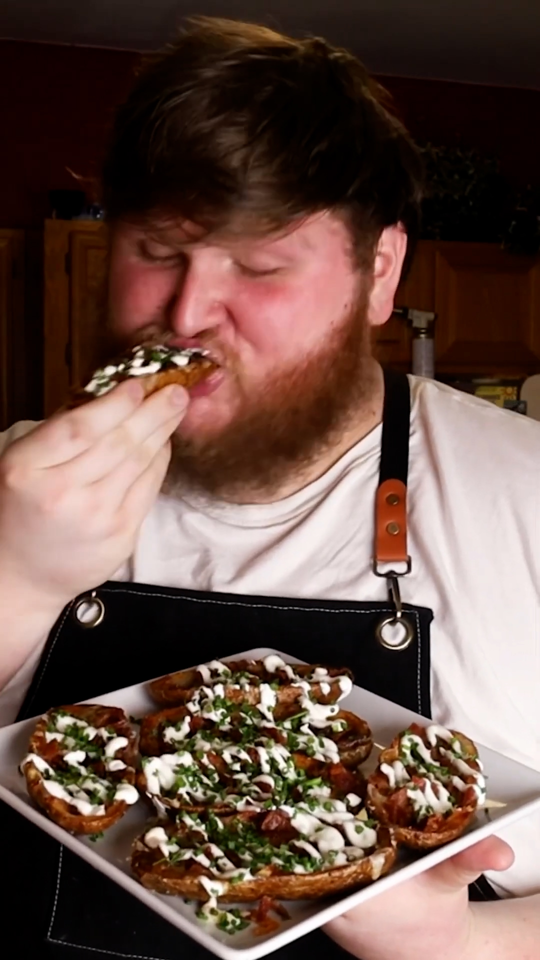 Loaded appetizer potato skins with bacon and cheese
