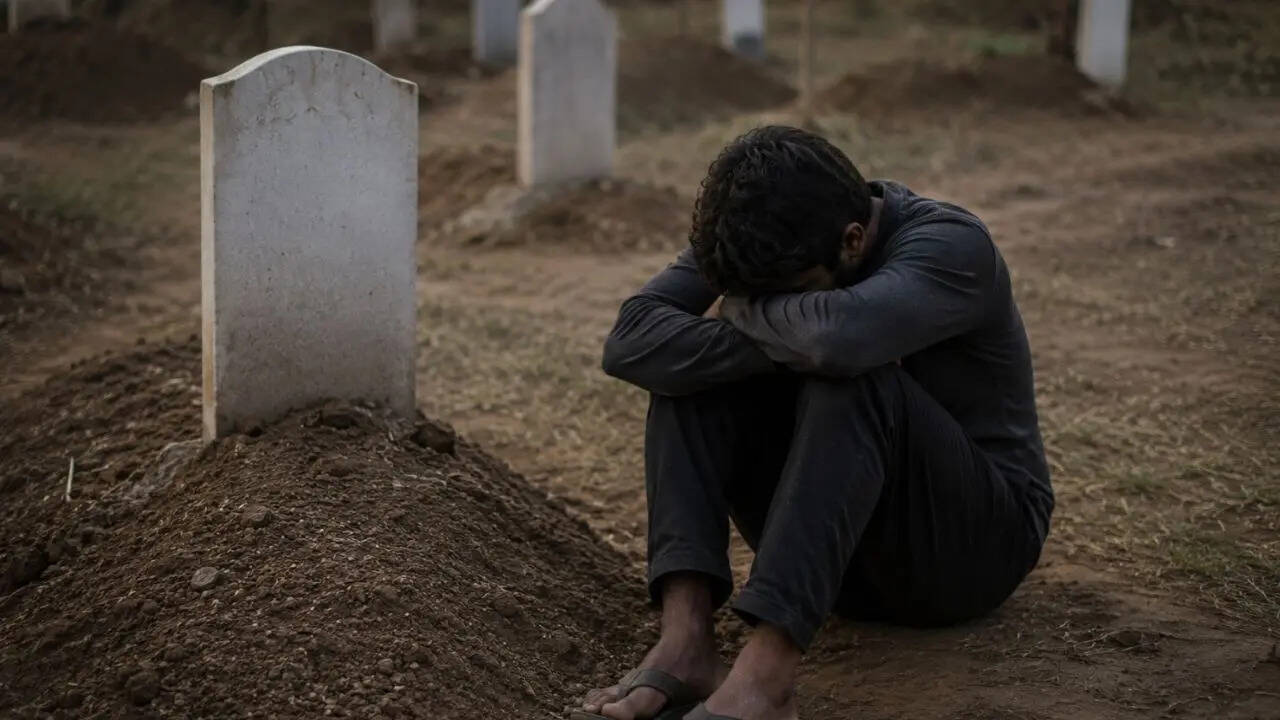 Grief-stricken man dies beside graves of wife and son in UP; 3 children ...