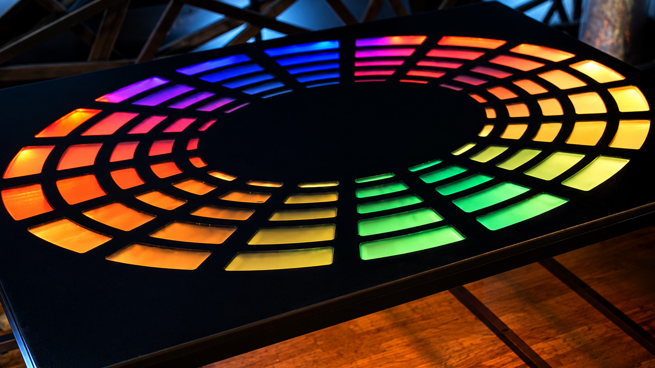 Transforming raw wood into a futuristic glowing smart table