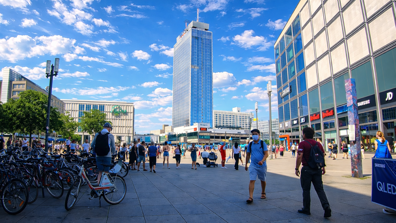 Walking through Berlin’s vibrant Alexanderplatz (4K)