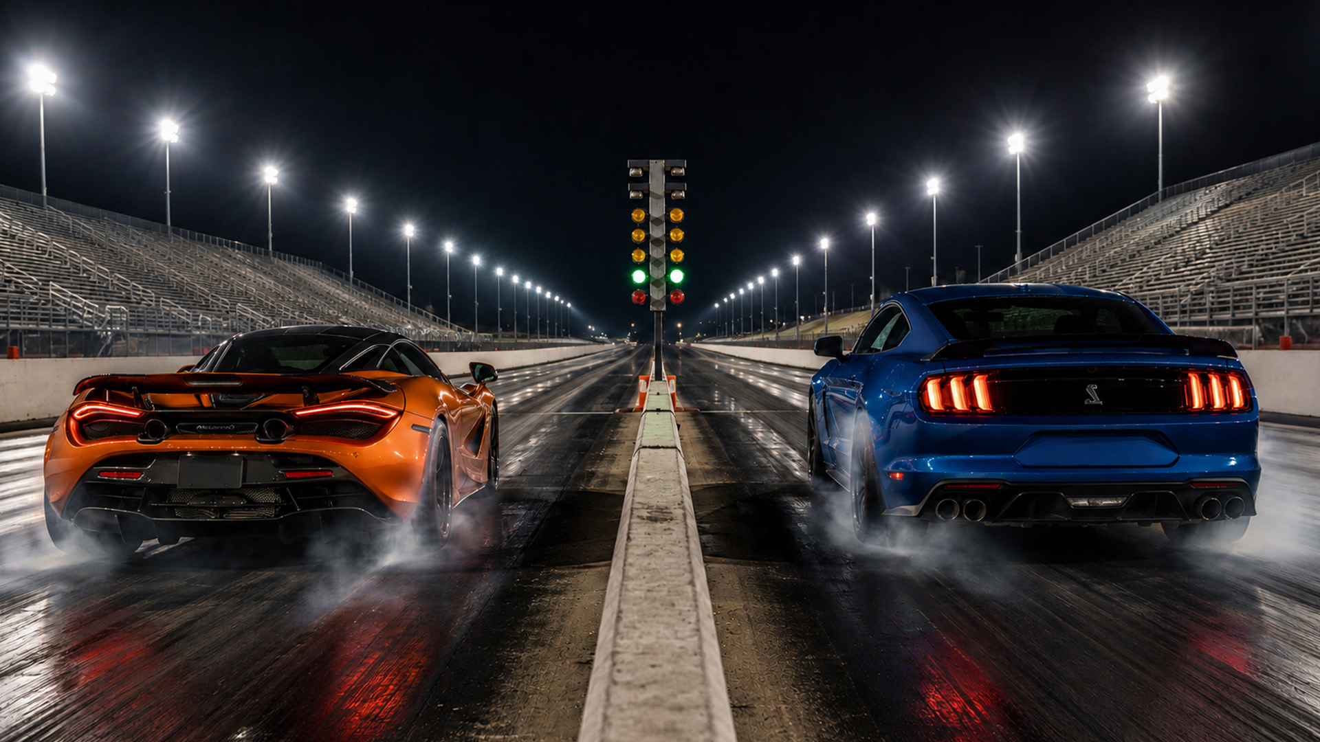Modified Shelby GT500 faces stock McLaren 720S drag race