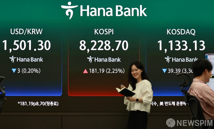 코스피 8228.70...코스닥 1133.13...원·달러 환율 1501.30원 마걈