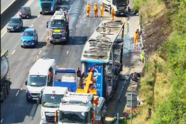 Motorway lanes remain closed after lorry fire