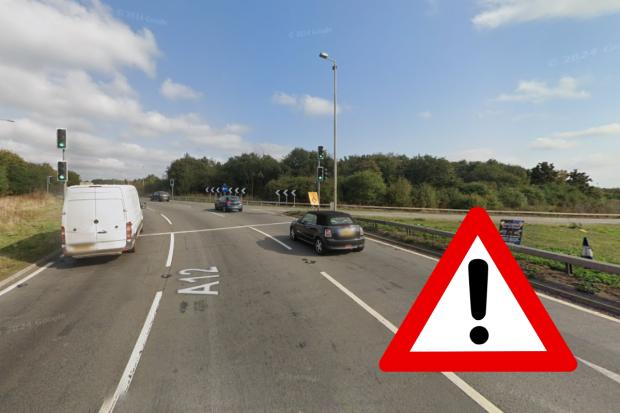 Standstill traffic on A12 due to lane closure after road melts in heat