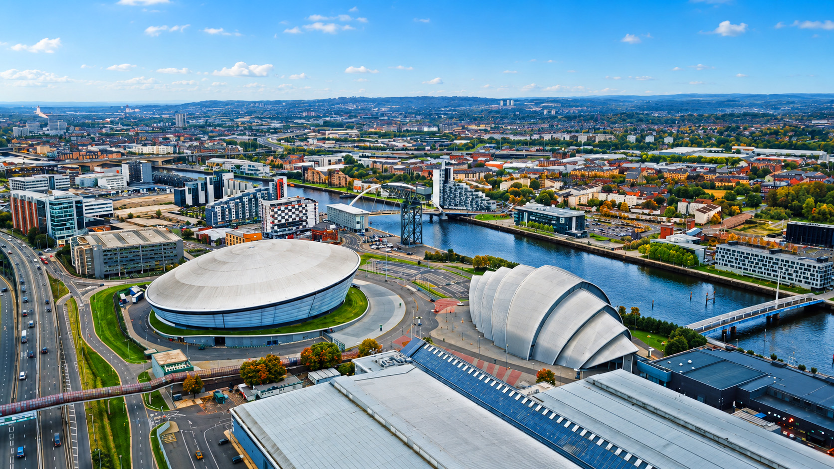 Glasgow’s modern landmarks rising along the River Clyde