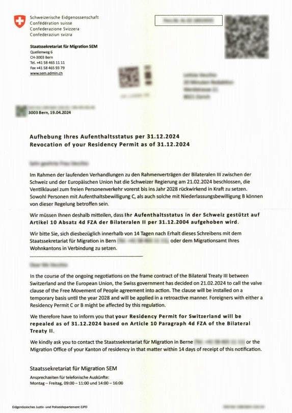 De fausses lettres d’expulsion envoyées à des étrangers en Suisse