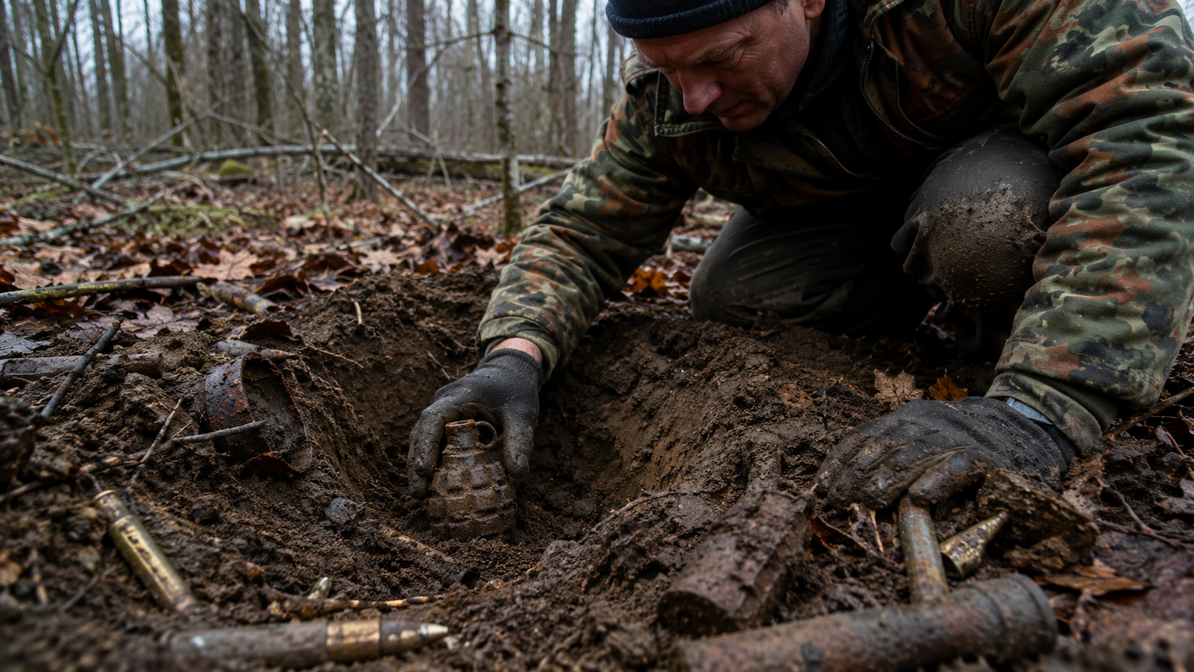 US grenade and panzerfaust unearthed in WWII foxholes