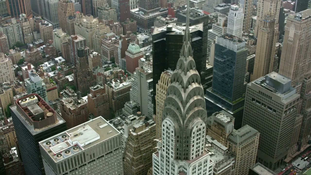 Chrysler Building, New York City: Drone views over Manhattan